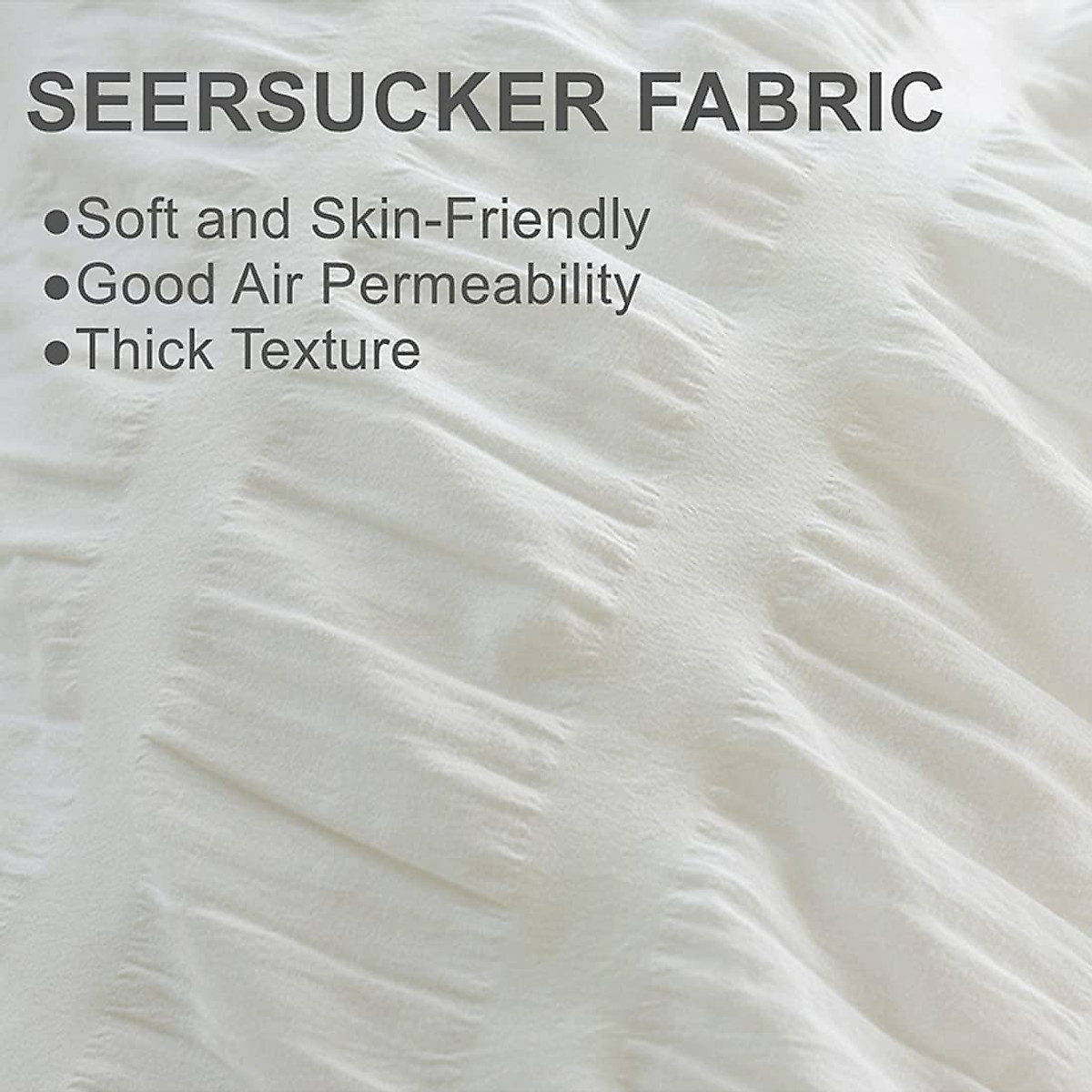 Xicennego 4 Piece Seersucker Duvet Cover Set, Princess Bedding Set, 1 Duvet Cover, 1 Washed Cotton Flat Sheets, 2 Pillowcases (King, Purple)