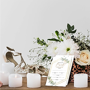 Greenery Eucalyptus Bridal Shower Invitations with Envelopes, 25 Pcs Gold Foil Blank Fill-in Invites for Wedding Reception, Engagement Party, Bachelorette Party(10)