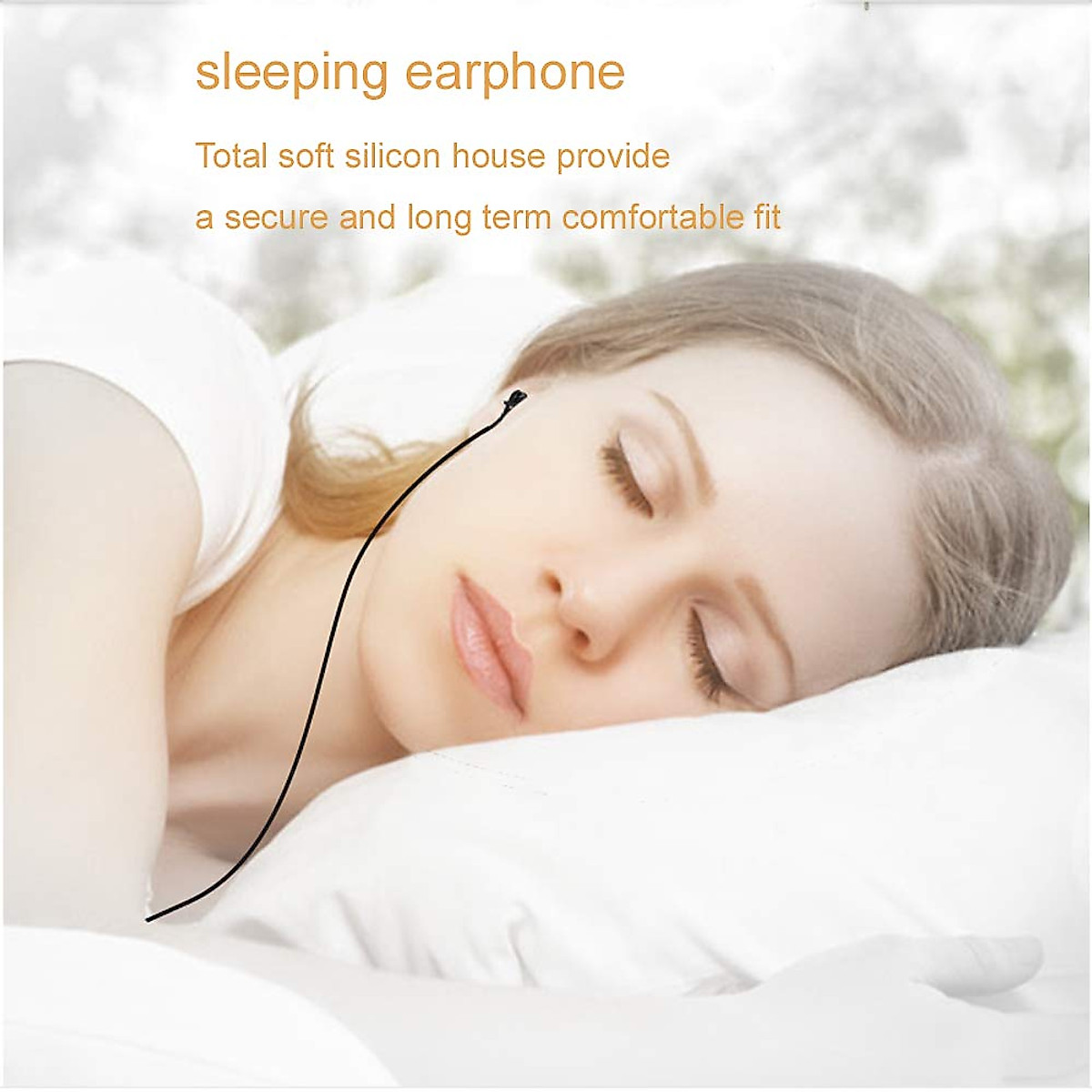 DARK WOLF Sleep Earphone,Soft Earbuds with Mic,Noise Cancelling,in-Ear earpods for Side Sleeper, 3.5mm Jack Air Travel,Snoring,Gym Meditation& Relaxation (Black)