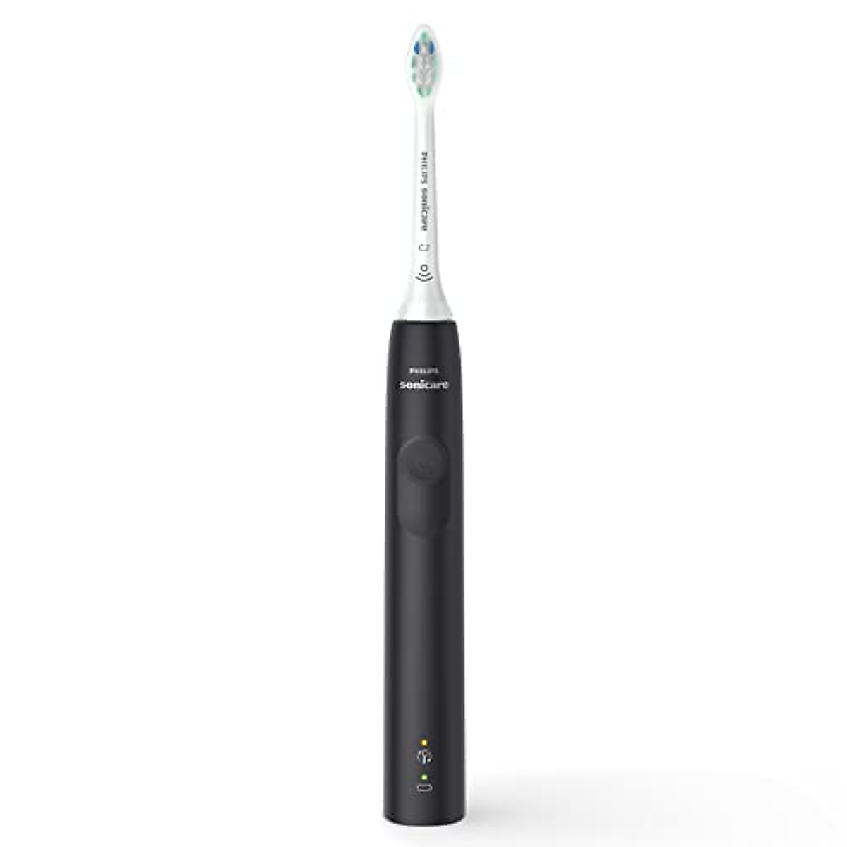 Philips Sonicare 4100 Rechargeable Electric Toothbrush, with Pressure Sensor, 2 Intensity Settings, SmarTimer and QuadPacer, 14-Day Battery Life, Black, Model HX3681/24