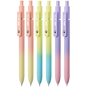 Mr. Pen- Retractable Gel Pens, 6 Pack, Gradient Color Barrels, Black Gel Pens, Fast Dry, Gel Pens Fine Point 0.5mm, Retractable Pens, Cute Pens, Gel Ink Pens, Aesthetic Pens for Journaling