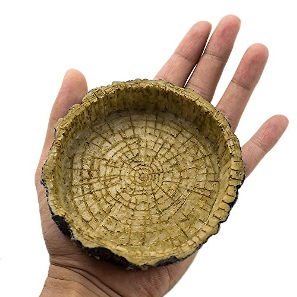 OMEM Reptile Natural Bowl Food and Water Dish Resin Made (Tree bark)