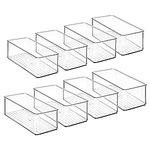 Hudgan 8 Pack Clear Plastic Drawer Organizers Set, Stackable Deep Drawer Organizer for Makeup Vanity and Desk, 2 Sizes Tall Bathroom Drawer Organizer