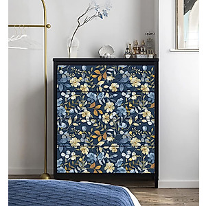 Luvdecor Peel and Stick Boho Wallpaper Removable Wallpaper Renter Friendly Wallpaper for Bedroom Bathroom Leaf Floral Contact Paper for Cabinet Accent Wall Home Decor 17.7 * 118 in