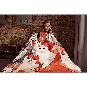 Funny Cats Blanket Special Blanket Gift for Woman Man Boys Girls, Soft Flannel All Season Home Room Bed Couch Sofa Living Dorm X-Small 40 x 30 Inch for Toddlers/Pets.