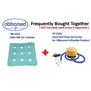 ObboMed HB-1502N New and Handy air Valve Foldable Portable, Inflatable Pressure Relieving Bath SPA Cushion W/ 4 Suction Cups for Bath Tube, Size 15 x 15.7 x 3” (38L x 40W x 7.5H cm)