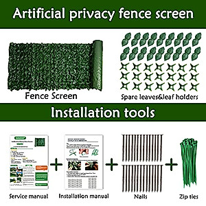 KASZOO Artificial Ivy Privacy Fence Screen, 118x39.4in Artificial Hedges Fence and Faux Ivy Vine Leaf Decoration for Outdoor Garden Décor