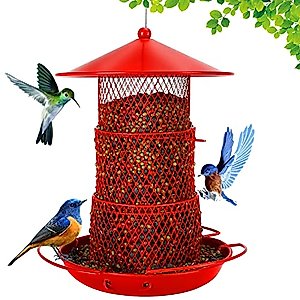 Bird Feeders for Outdoors Hanging, Retractable Metal Squirrel Proof Bird Feeders,3 Tier Large 6.6LB Capacity Wild Bird Feeders for Outside Garden Cardinal, Finch, Sparrow, Blue Jay