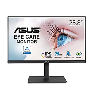 ASUS 23.8” 1080P Monitor (VA24EQSB) - Full HD, IPS, 75Hz, Built-in Speakers, Eye Care & 27” 1080P Monitor (VA27EQSB) - Full HD, IPS, 75Hz, Adaptive-Sync, Speakers, Eye Care
