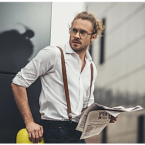 trilece Brown Suspenders for Men - Adjustable Y Shape Womens Boys Suspenders with Heavy Duty Clips (Brown, 1)