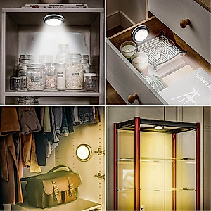 HOLKPOILOT Battery-Operated Night Lights Puck Lights with Control,Under Cabinet Lighting,Under Counter Light Battery Operated, Closet Light, Battery Led Lights(6Pack with 18Batteries)