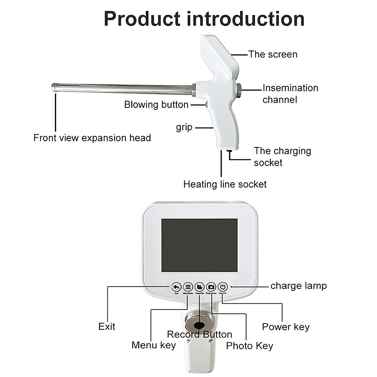 ZWJABYY Artificial Insemination Gun Instrument Cow Visual Endoscope Sperm AI Gun Artificial Insemination Device Deferens Veterinary Breeding Kit,Cattle