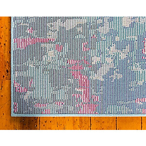 SAFAVIEH Jardin Collection Colorful, Vibrant, Abstract, Modern Area Rug, 5 x 8 ft, Blue/Pink