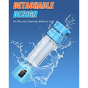 Portable Blender, Personal Size Blender for Smoothies and Shakes with USB Rechargeable and BPA-Free, Mini Blender Portable with 304 Stainless Steel Blade, Mini Fruit Juice Mixer 380 ML Capacity for Kitchen, Home and Office (Blue)