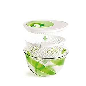 Snips Spin, Drain & Serve Salad Spinner 5 Quart, Green