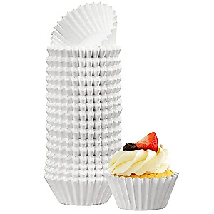 LotFancy White Mini Cupcake Liners 500pcs, Small Muffin Liners, Greaseproof Paper Baking Cups, Cupcake Wrappers for Birthday, Holidays, No Smell, Bottom 1.25 inch Width