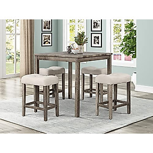 Best Master Furniture CD038GTCH Vitaliya Square Wood Counter Height Dining Table in Antique Natural Oak