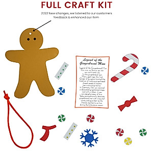 4E's Novelty Legend of Gingerbread Man Ornament Craft - 12 Pack Bulk Foam Christmas Ornaments Set, Ages 3-12, Self-Adhesive, DIY Ornaments for Christmas Tree, Classroom Art Project