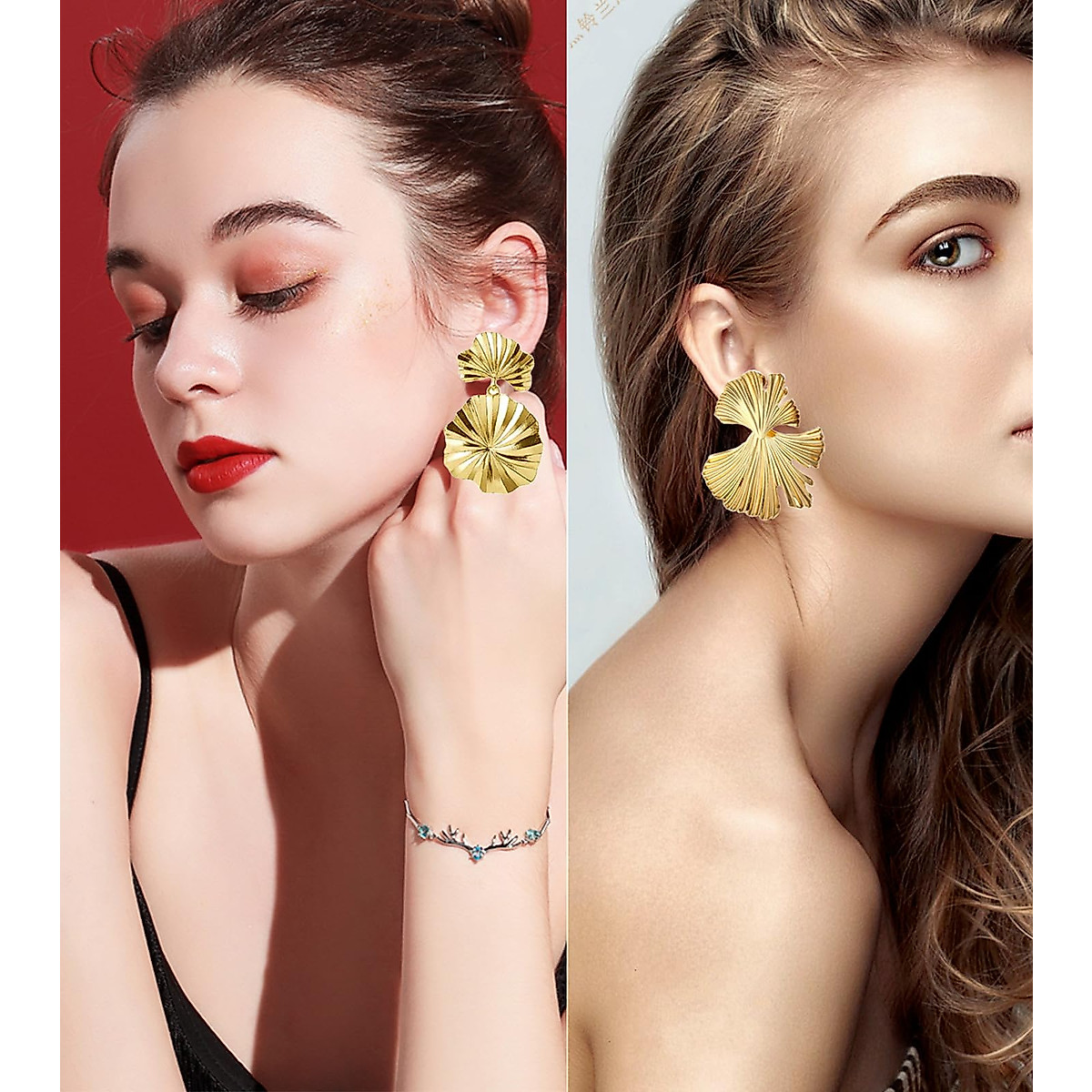 9 Pair Big Gold Earrings Large Gold Disc Flower Bold Earrings for Women Summer Beach Statement Geometric Earrings Jewelry Gifts