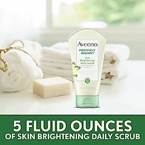 Aveeno Positively Radiant Skin Brightening Exfoliating Daily Facial Scrub, Moisture-Rich Soy Extract, helps improve skin tone & texture, Oil-& Soap-Free, Hypoallergenic, 5 oz