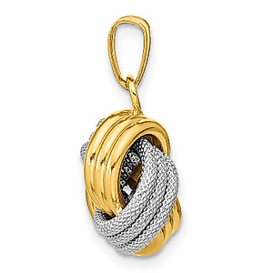 Avariah Gold 14k Two-Tone Polished Textured Love Knot Pendant - Made In Italy