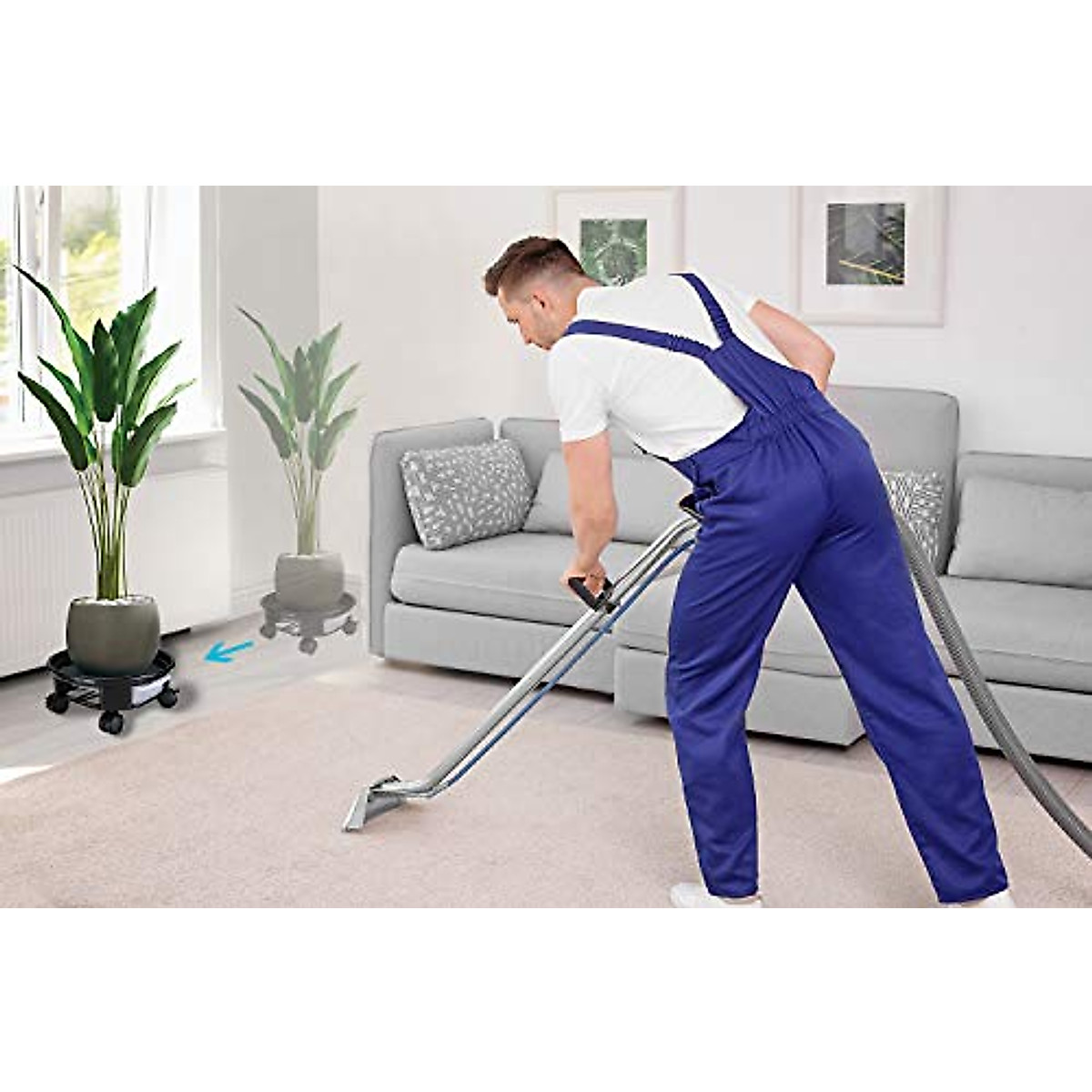 Yistao Plant Caddy with Wheels, 2 Pack 12 Inch Rolling Plant Stand, Heavy Duty Plant Dolly with Water Drawer, Round Planter Caddies with 4 Lockable Caster Wheels for Indoor Plants Outdoor, Black