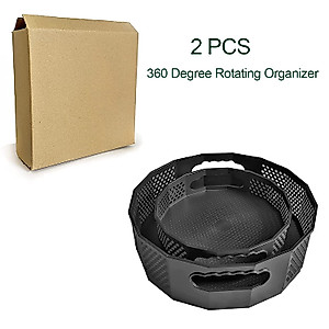 2 Pack Plastic Lazy Susan Turntable, Perfect Refrigerator Turntable, Rotating Under Sink Organizers and Storage,Large Spice Rack Organizer for Cabinet, Black | Round | 9 12inch