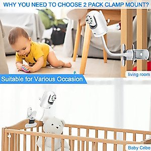 2 Pack Baby Monitor Mount flexible clamp mount Compatible with Infant Optics DXR-8 and DXR-8 Pro Video Baby Monitor Baby Monitors Holder for Crib Nursery Baby Camera Stand Without Tools or Wall Damage