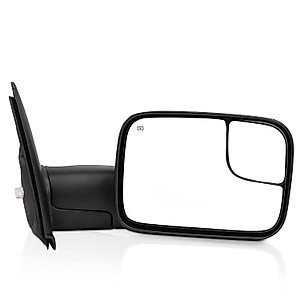 INEEDUP Towing Mirror Fits for 2003-2009 for Dodge for Ram 1500/2500/3500 Tow Mirror with Passenger Right Side 1PC Power Adjusted Heated No Turn Signal Light Manual Flip Up Function