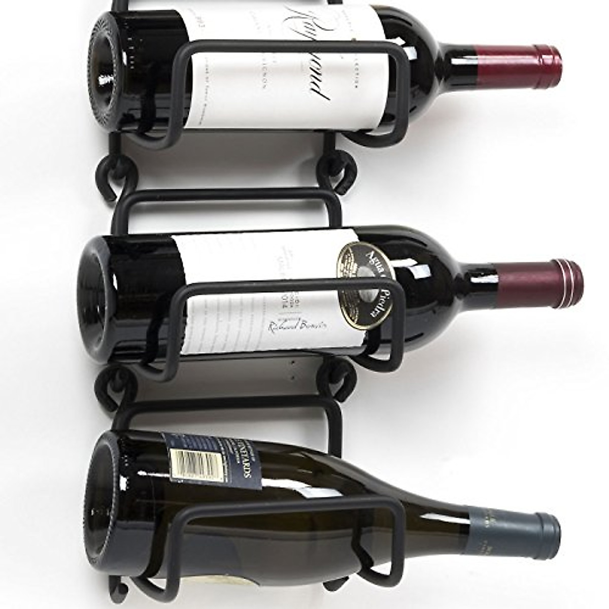 Wallniture Solid Wrought Iron Metal Towel Rack Holder – Wall Mount Rustic Home Decor - Bathroom Organizer Black Set of 3 (Straight Finish)