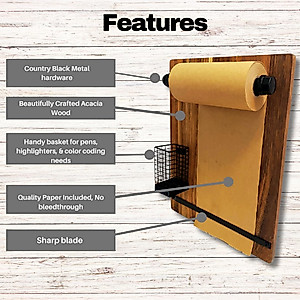 Kraft Paper Dispenser - Wall Mounted Paper Roll Dispenser - Decorative Message Boards for Wall - Hanging Notepad Holder - to Do List Board - Kitchen Decorations Rustic - Message Board