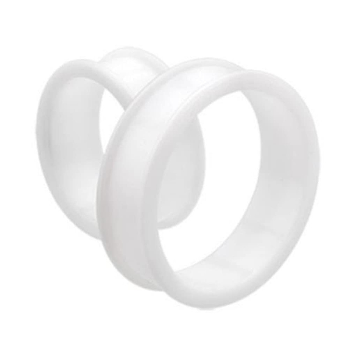 Pair 1-1/4" (32MM) WHITE SILICONE FLAT FLARE TUNNELS Double Flare Gauges Thin Soft Flexible Flesh Plugs (2pcs)