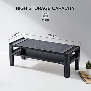 HUANUO Monitor Stand Computer Riser, Monitor Stand for Desk with Adjustable Height and 2 Platforms, Ergonomic Computer Riser, Monitor Riser for Laptops and Monitors, HNMS04