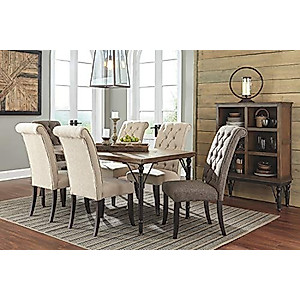 Signature Design by Ashley Tripton Classic Tufted Upholstered Armless Dining Chair, 2 Count, Beige