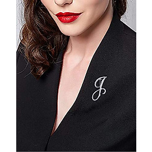 LiaSun 26 Letters Brooches Silver Plated Metal Broaches Pins-Clear Crystal Initial Breastpin (1pcs-J)