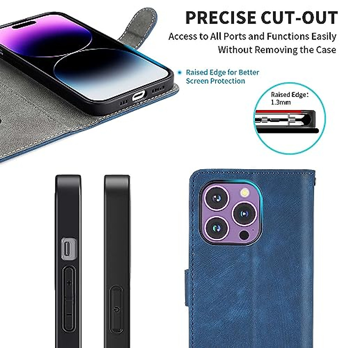 Case Compatible with Infinix Hot 20S X6827,Leather Case with Card Slot.Wallet Design,RFID Protection.Standable Flip Case Blue