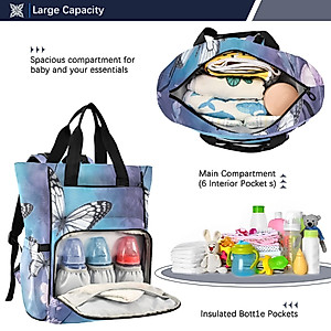 xigua Butterflies Painted Diaper Bag Backpack Multi Function Baby Changing Bags Waterproof Large Capacity Travel Back Pack for Mom Dad