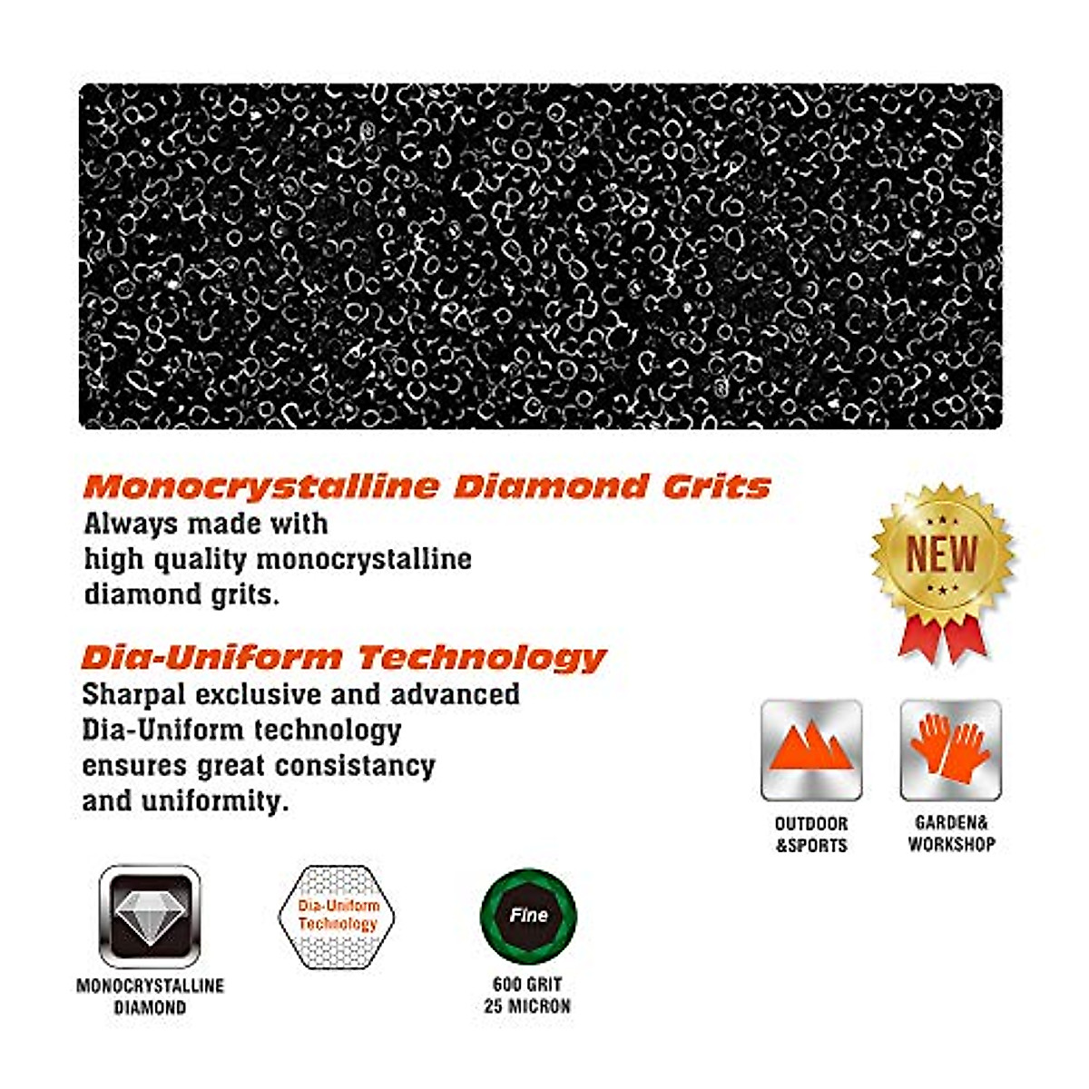 SHARPAL 114N Credit Card Size Diamond Sharpening Stone, Pocket Diamond Knife and Tool Sharpener (Fine 600 Grit)