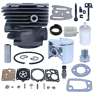 Adefol 54mm Cylinder Piston Carb 30pcs Kit for Husqvarna 288XP 181 281 288 Chainsaw with Intake Manifold Decompression Valve Choke Rod Chain Bar Plate Replacement Parts for 503506301 503 90 74-71