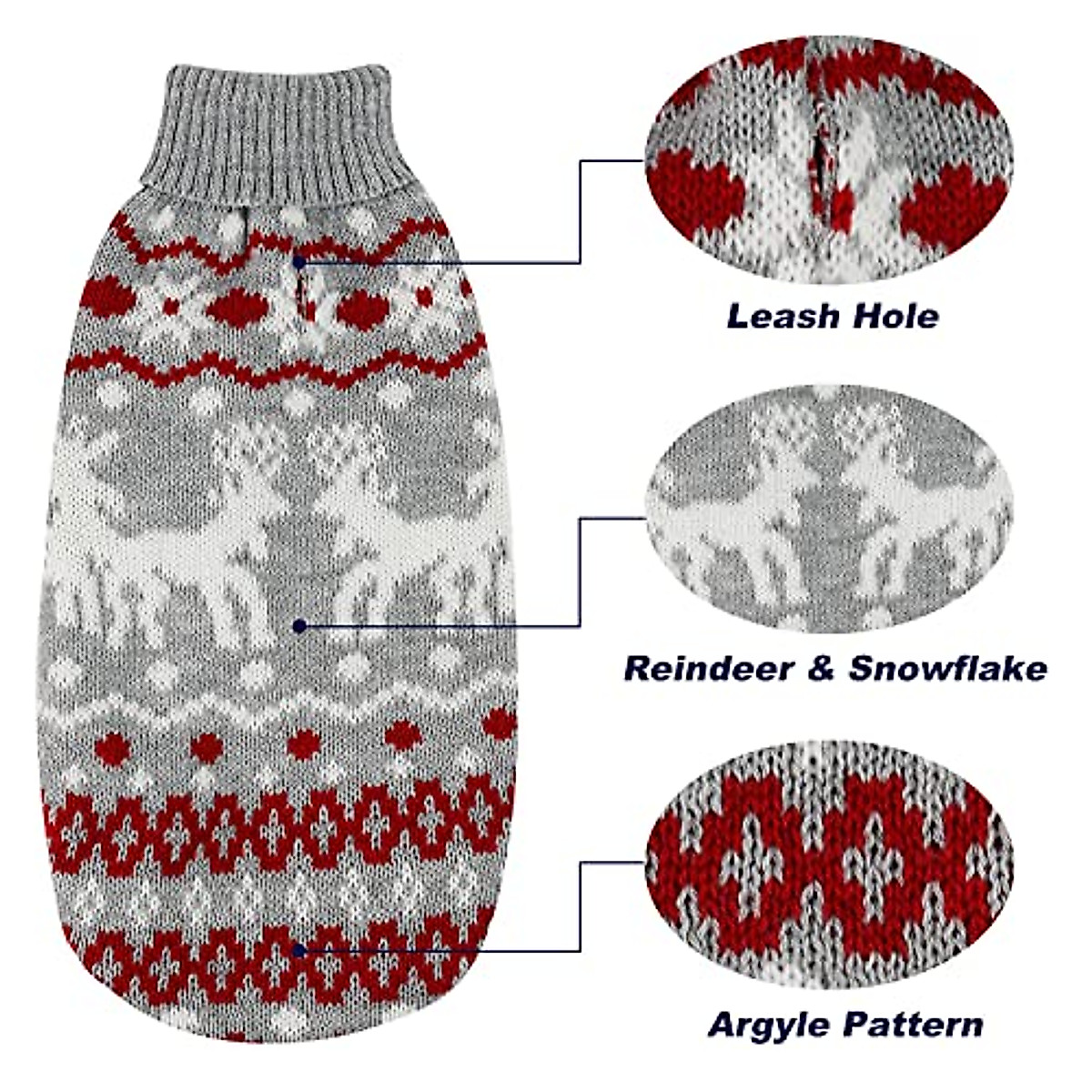 ZIFEIPET Dog Sweater Classic Christmas Sweater Turtleneck Warm Knitwear Pet Winter Clothes for Large Dogs