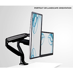 Mount-It! Dual Monitor Arm Mount | Desk Stand | Two Articulating Gas Spring Height Adjustable Arms | Fits 2 x 24 27 29 30 32 Inch VESA 75 100 Compatible Screens | C-Clamp and Grommet Bases (Black)