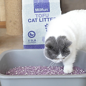 Tofu Cat Litter, Dust-Free Kitty Litter, Fast Drying, Ultra Absorbent Clumping Cat Litter Pellets, Lavender Cat Tofu Litter Odor Control, Less Scattering, Dust-Free Mixed Tofu Cat Litter.