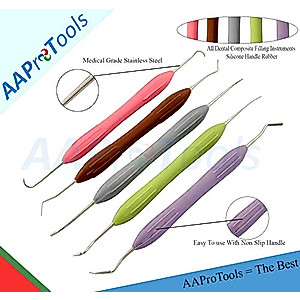 AAProTools Silicone Handle Dental Composite Filling Instruments Kit 5pcs Tools DN-2285