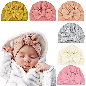 Asufegucd Baby Turban Hats Turban Bow Knot Baby Infant Beanie Baby Girl Soft Knit Toddler Cap (ASXDL20211227)