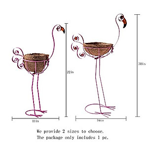 MorTime Flamingo Bird Planter, Pink Metal Flamingo with Basket Decorative Pots Containers Stand for Indoor Outdoor Home Garden Patio Lawn… (30 in)