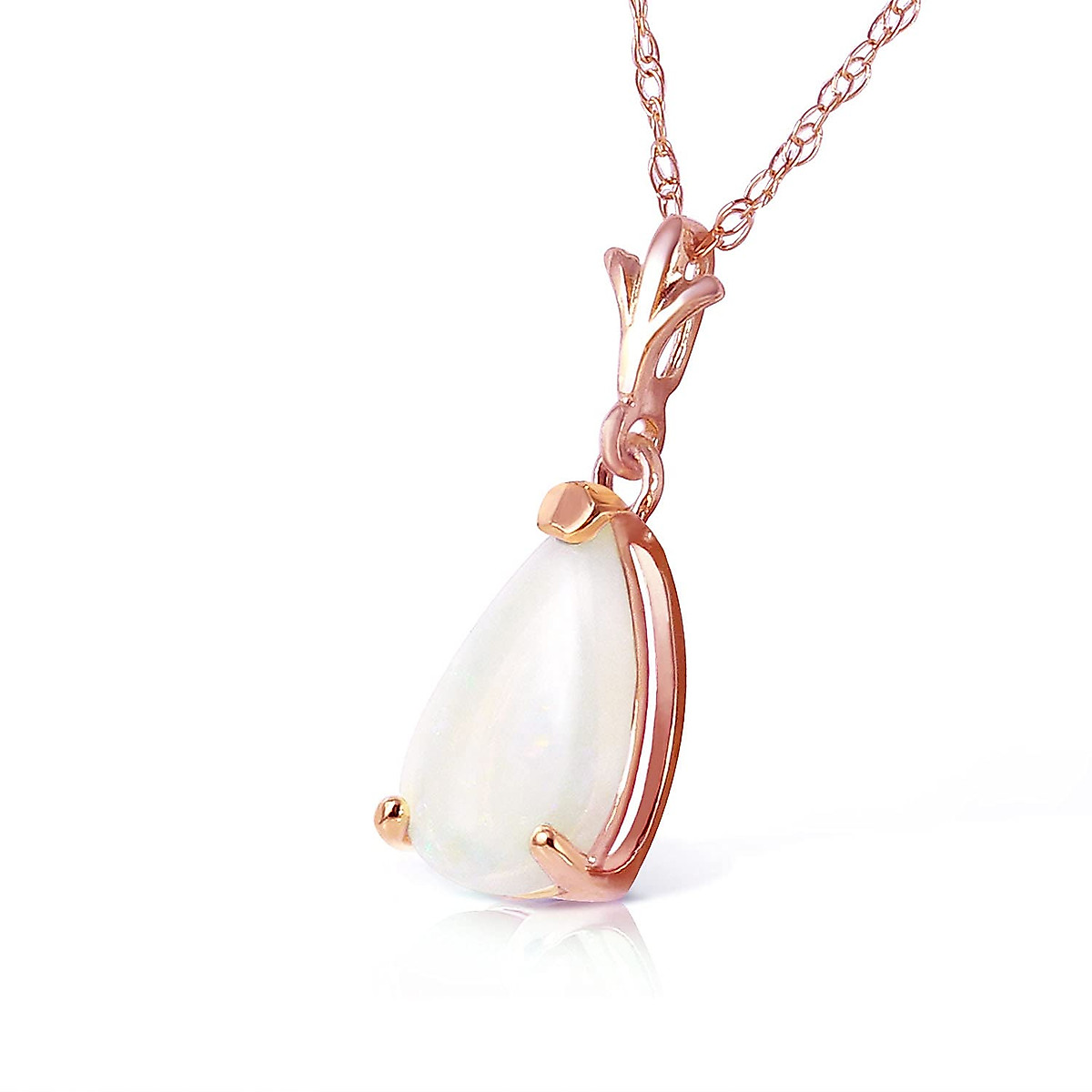 Galaxy Gold GG 14k 16" Solid Rose Gold Drop Pendant Necklace with Pear Shape 0.77 Carat Natural Vibrant Opal