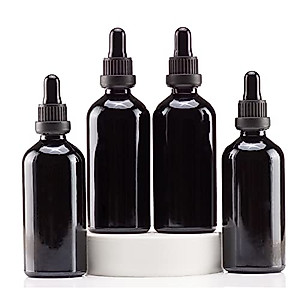 YIZHAO Black Glass Dropper Bottle 4oz, Tincture Bottles with Glass Dropper, for Essential Oils, Aromatherapy, Cosmetic, Laboratory, Pharmacy, Liquids, Travel –4 Pcs