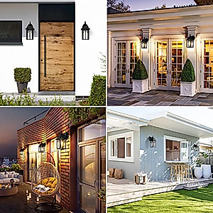 2-Pack Outdoor Wall Lanterns, Exterior Wall Sconce Light Fixture, Waterproof Anti-Rust Aluminum Porch Lights, Clear Glass Black Wall Mount Lighting, E26 Socket Wall Lamps for House(Bulb not Included)