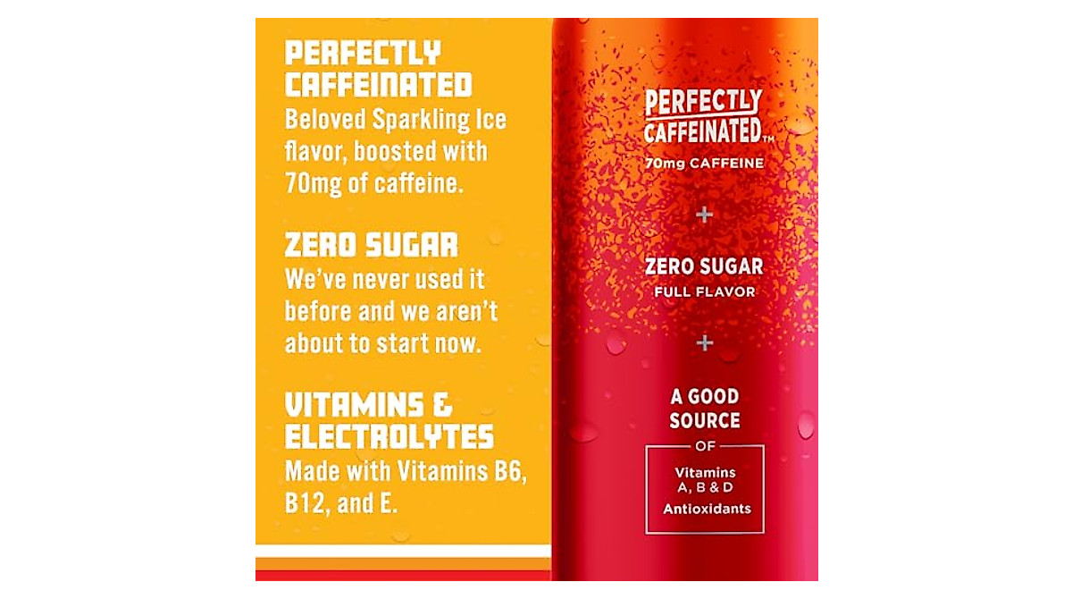 Sparkling Ice +Caffeine Strawberry Citrus Sparkling Water - Zero Sugar, Vitamins