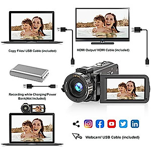 Alsuoda Video Camera FHD 108000P 3000FPS 3600MP IR Night Vision YouTube Recorder 3000.0'' 2700 Degree Rotation IPS Screen 1600X Digital Zoom Camcorder with Remote and 200 Batteriesss-10PCS-QQ51313022